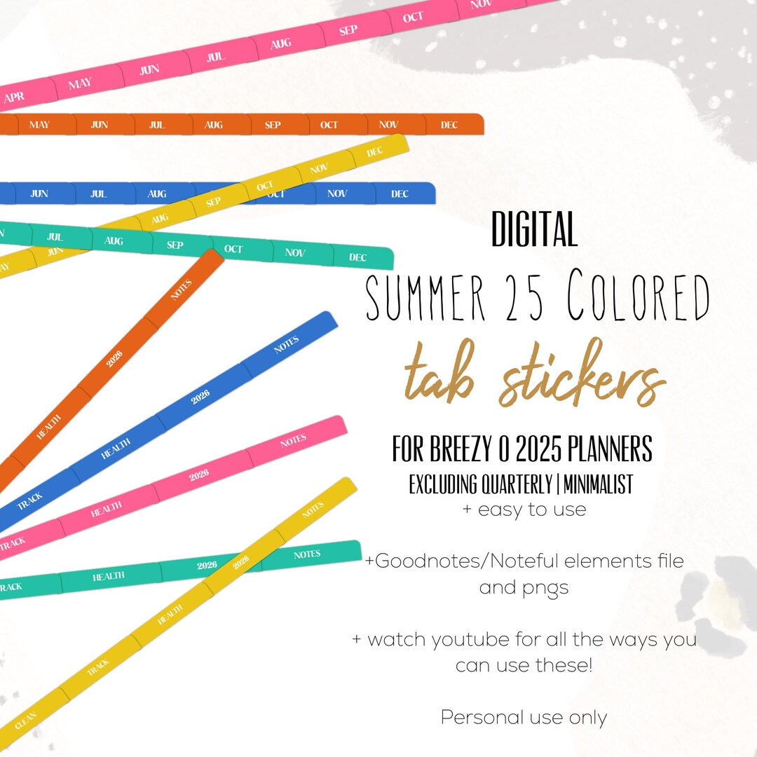 Summer Tab 2025 Stickers for Goodnotes and Noteful, Summer Tab Stickers ...