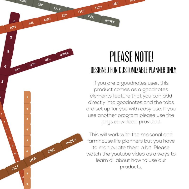 Fall Colored Tab Stickers for Goodnotes, Fall Tab Stickers | Month Tab ...
