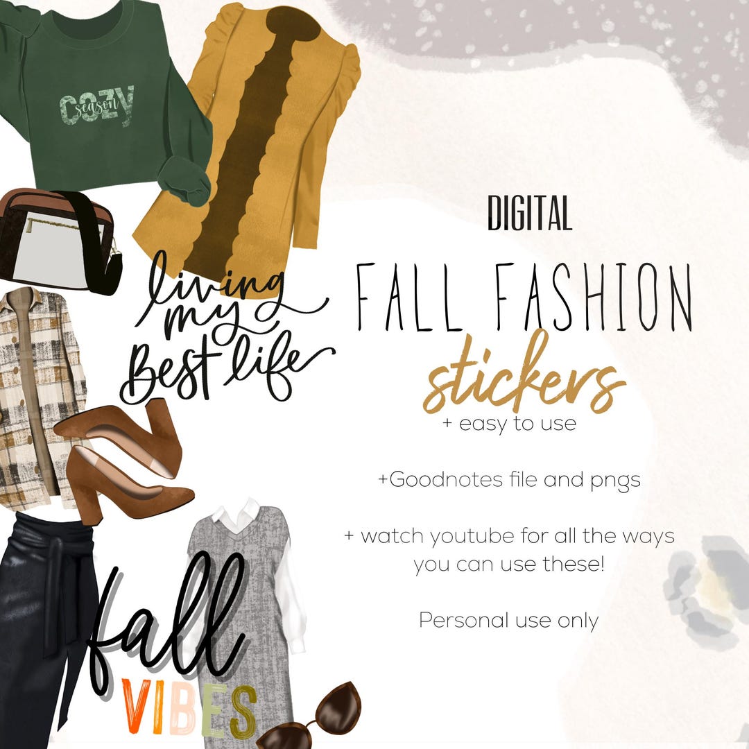 Fall Fashion 24 Digital Stickers | Wardrobe Stickers Goodnotes Modern ...