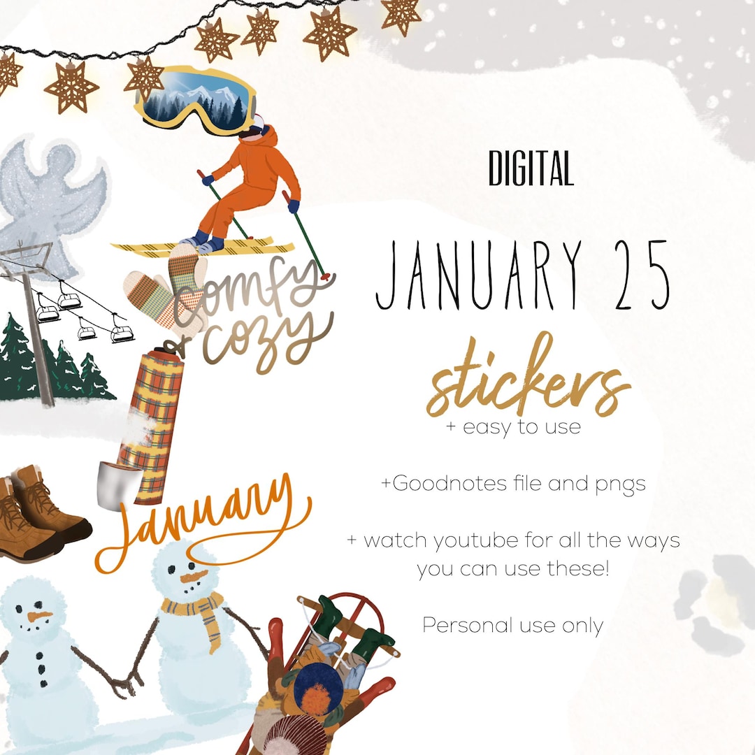January 2025 Digital Stickers | Winter Digital Stickers Goodnotes ...