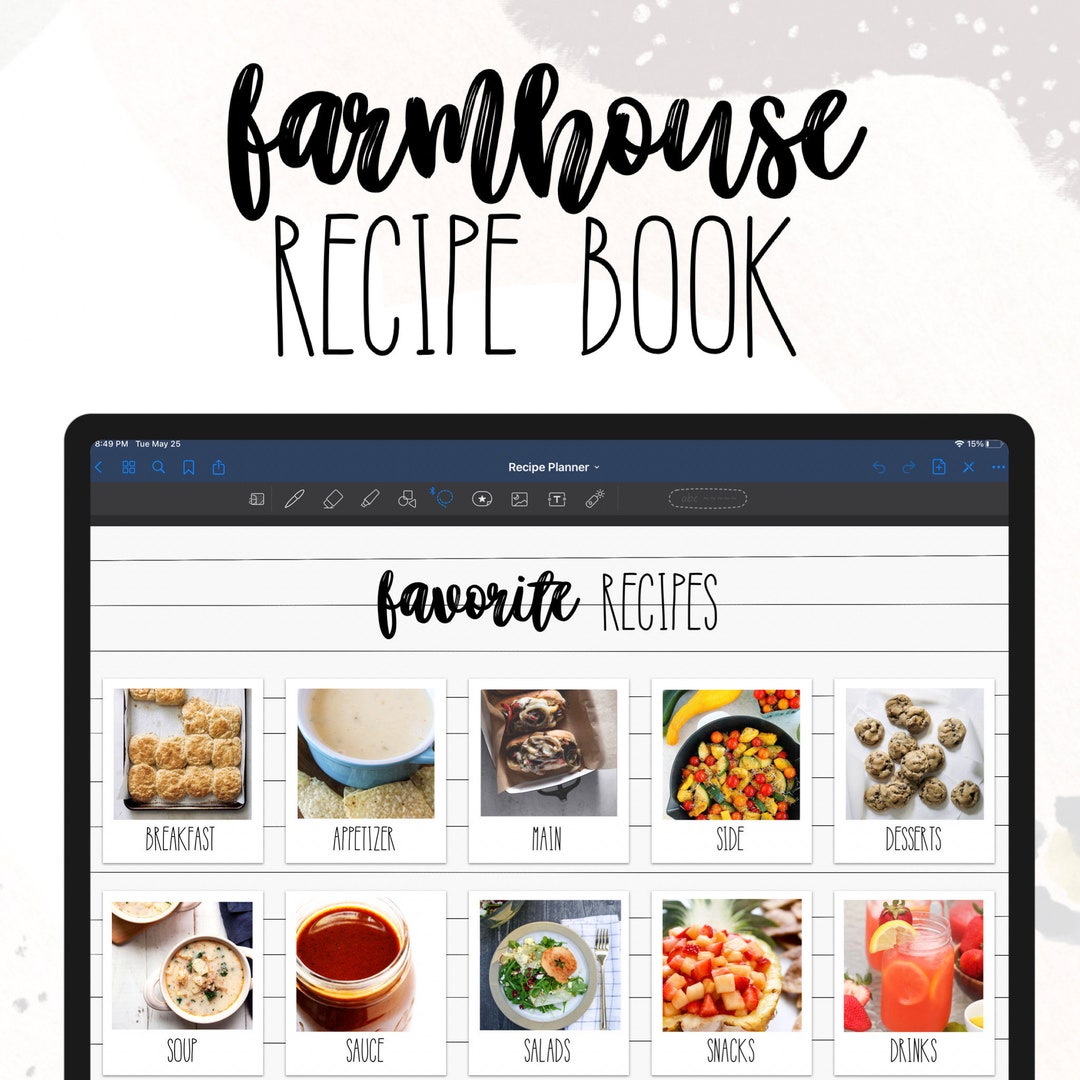 Farmhouse Digital Recipe Planner | Digital Cook Book | Goodnotes Recipe ...