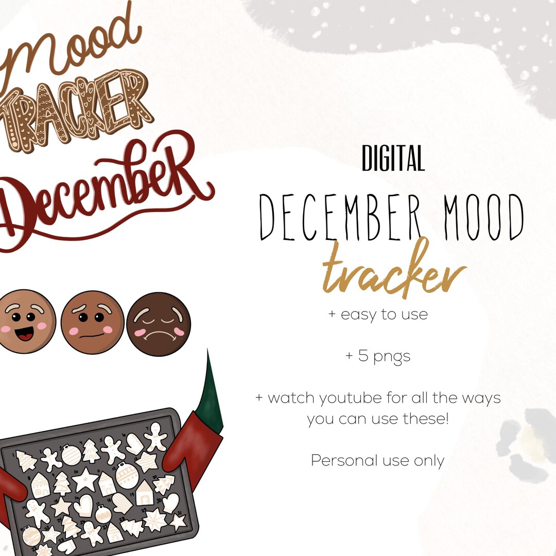 December Mood Tracker Stickers | Modern Digital Mood Stickers - Etsy