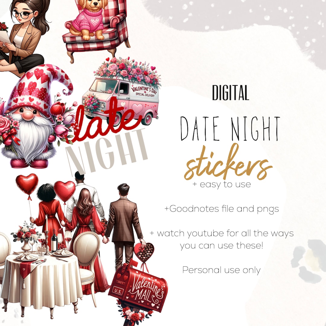 Date Night Digital Stickers Stickers, Digital Planning, Love Stickers ...