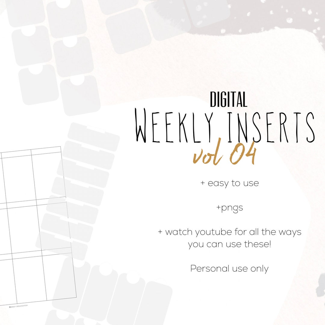 Weekly Digital INSERTS for the Customizable and Life Digital Planner ...