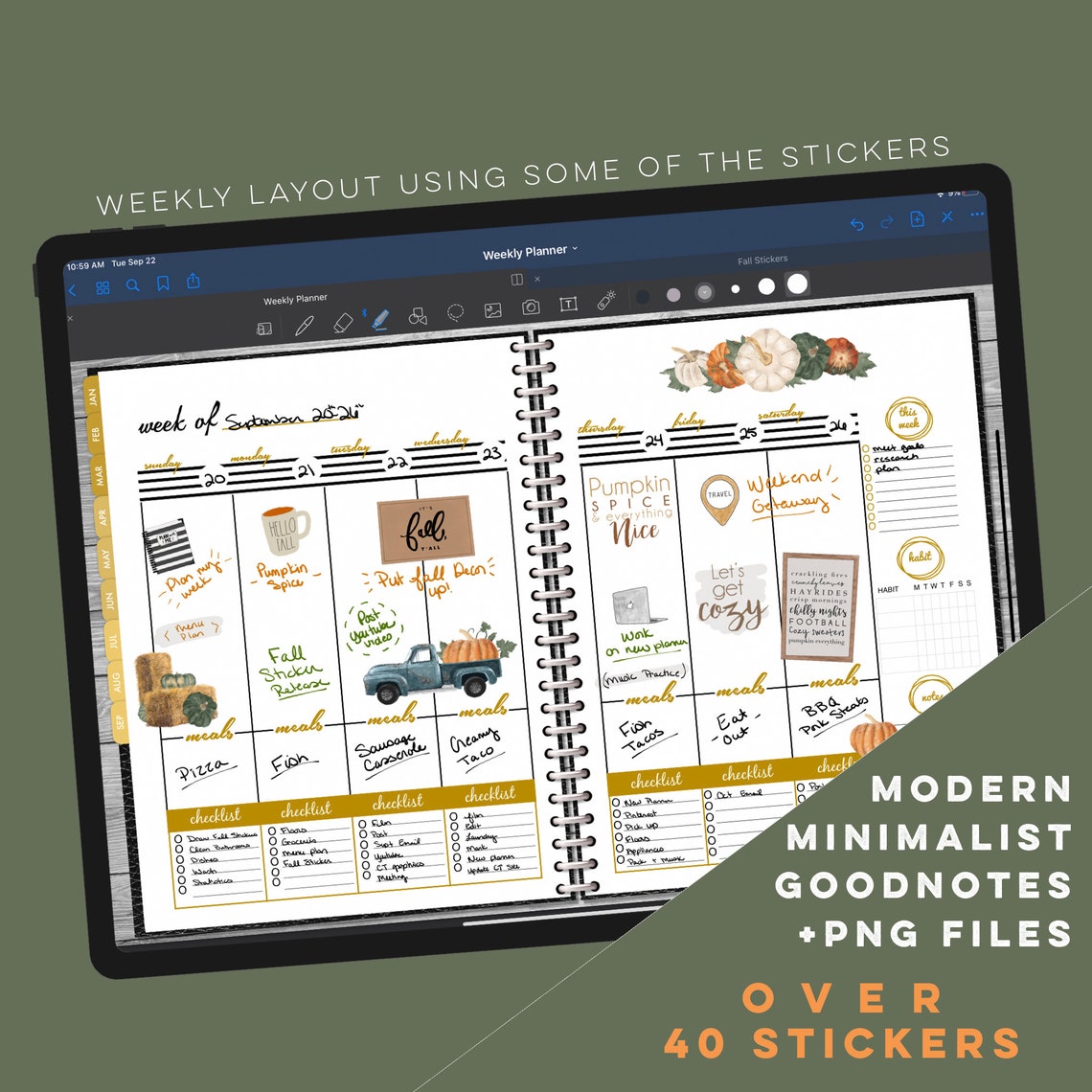 Fall Digital Sticker Pack for Goodnotes and PNG Files Fall - Etsy