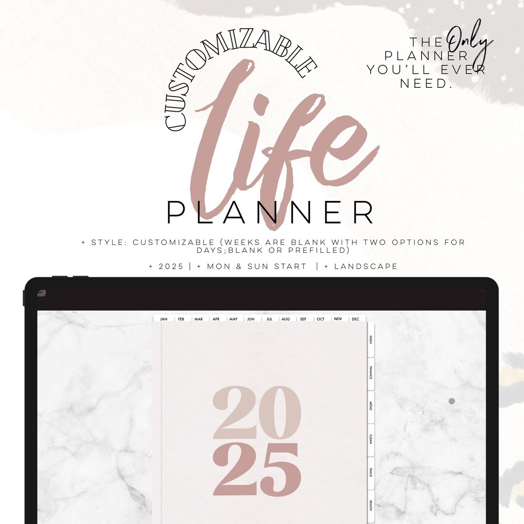 2025 Customizable Life Planner LANDSCAPE | Digital Life Planner Easy ...