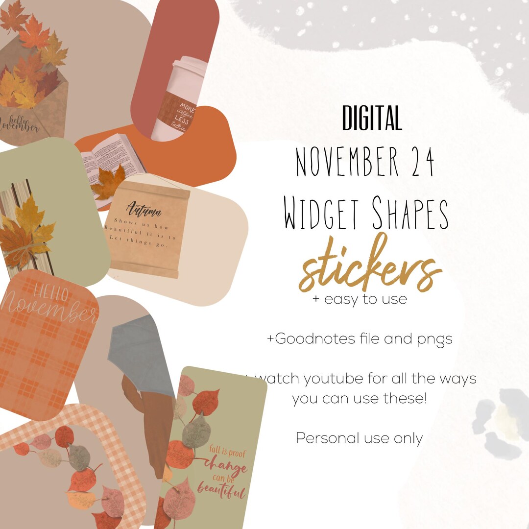 November Shape Widgets 2024 for Goodnotes | Fall Colored Digital Widget ...
