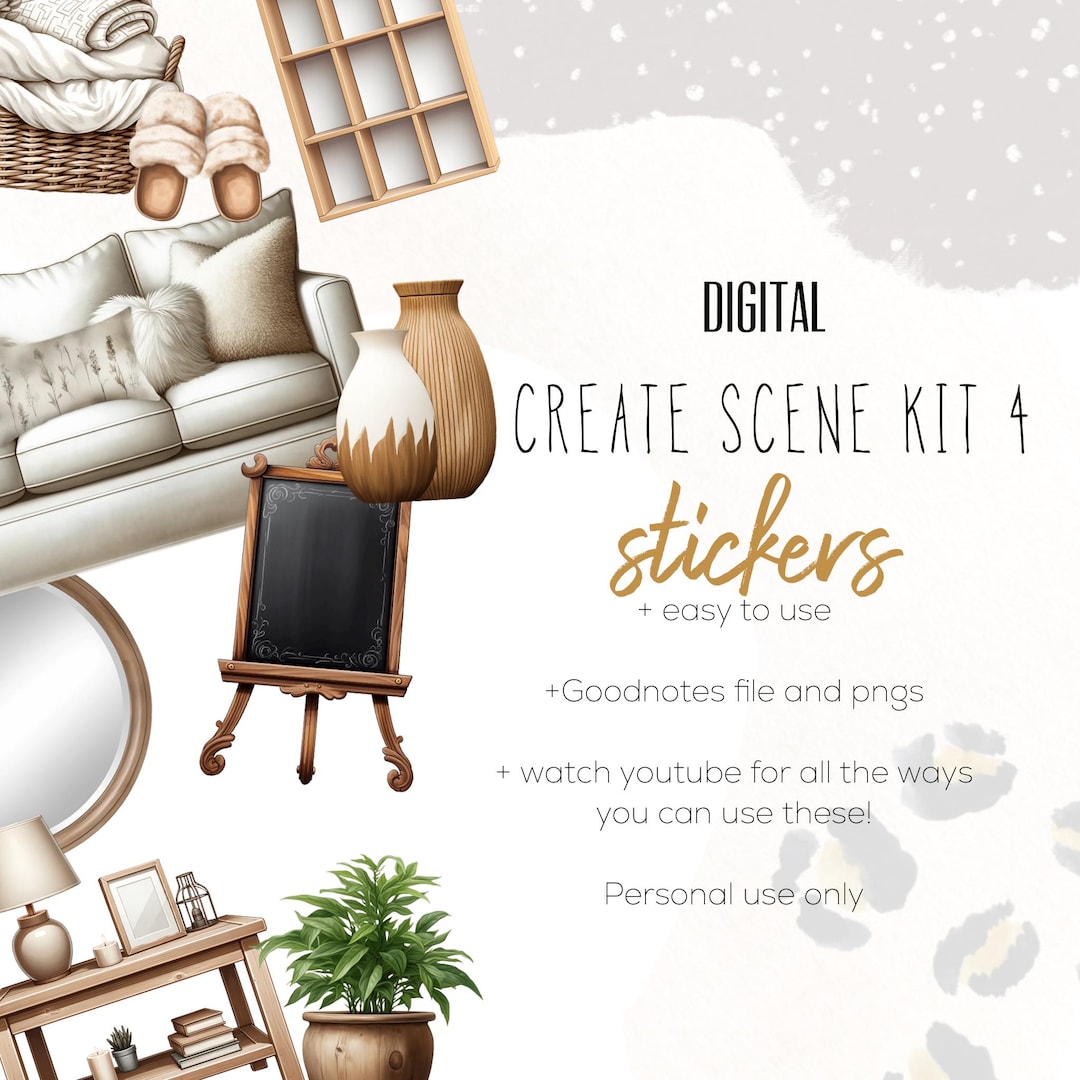 Create Scene Digital Sticker Kit 4 , Digital Planning, Furniture ...