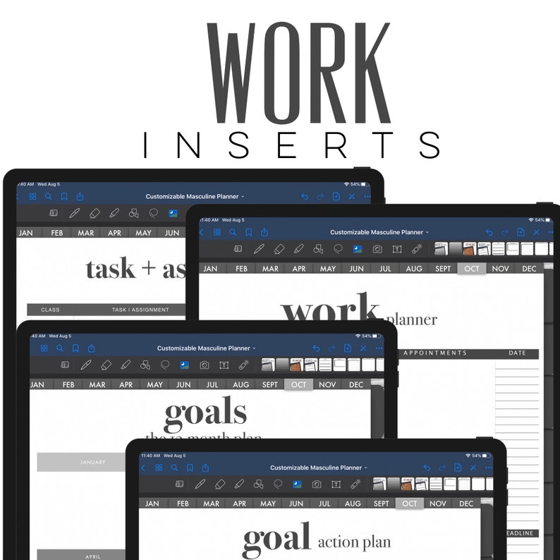 Work Masculine Digital INSERTS for the Customizable Digital | Etsy
