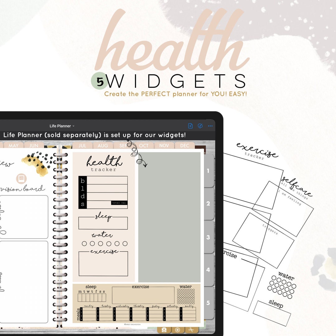 Health Widgets Exercise Stickers, Food Tracker and More | Digital ...