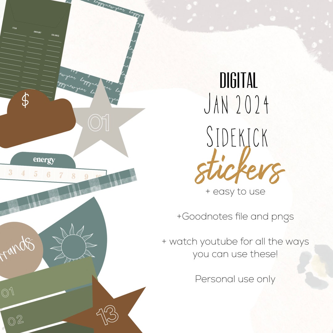January 2024 Sidekick Stickers | Winter Goodnotes Modern Stickers ...