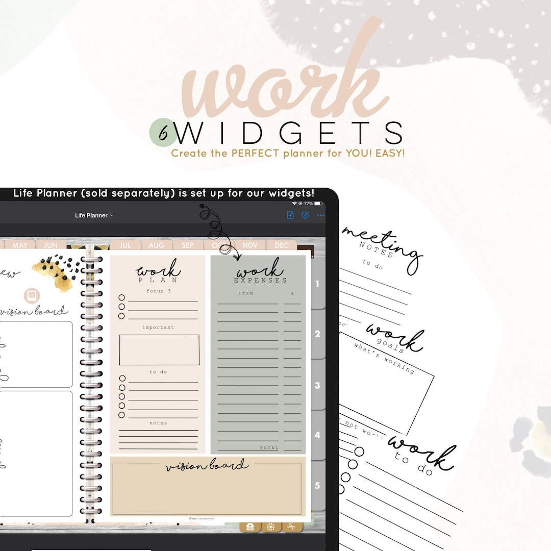 Work Widgets Expenses, Meetings, Vision, Goal, to Do | Digital WIDGETS ...