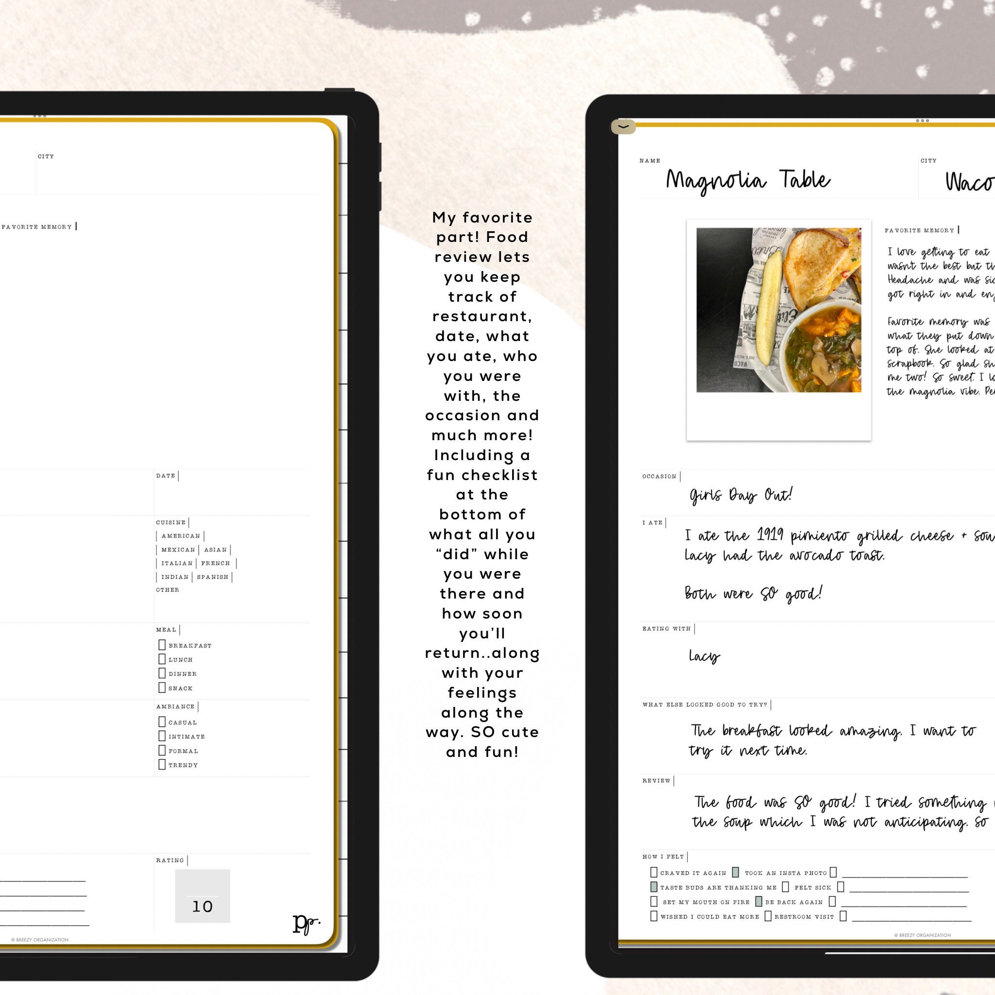 Restaurant Food Review Pal PORTRAIT | Passport Style Digital Planner ...