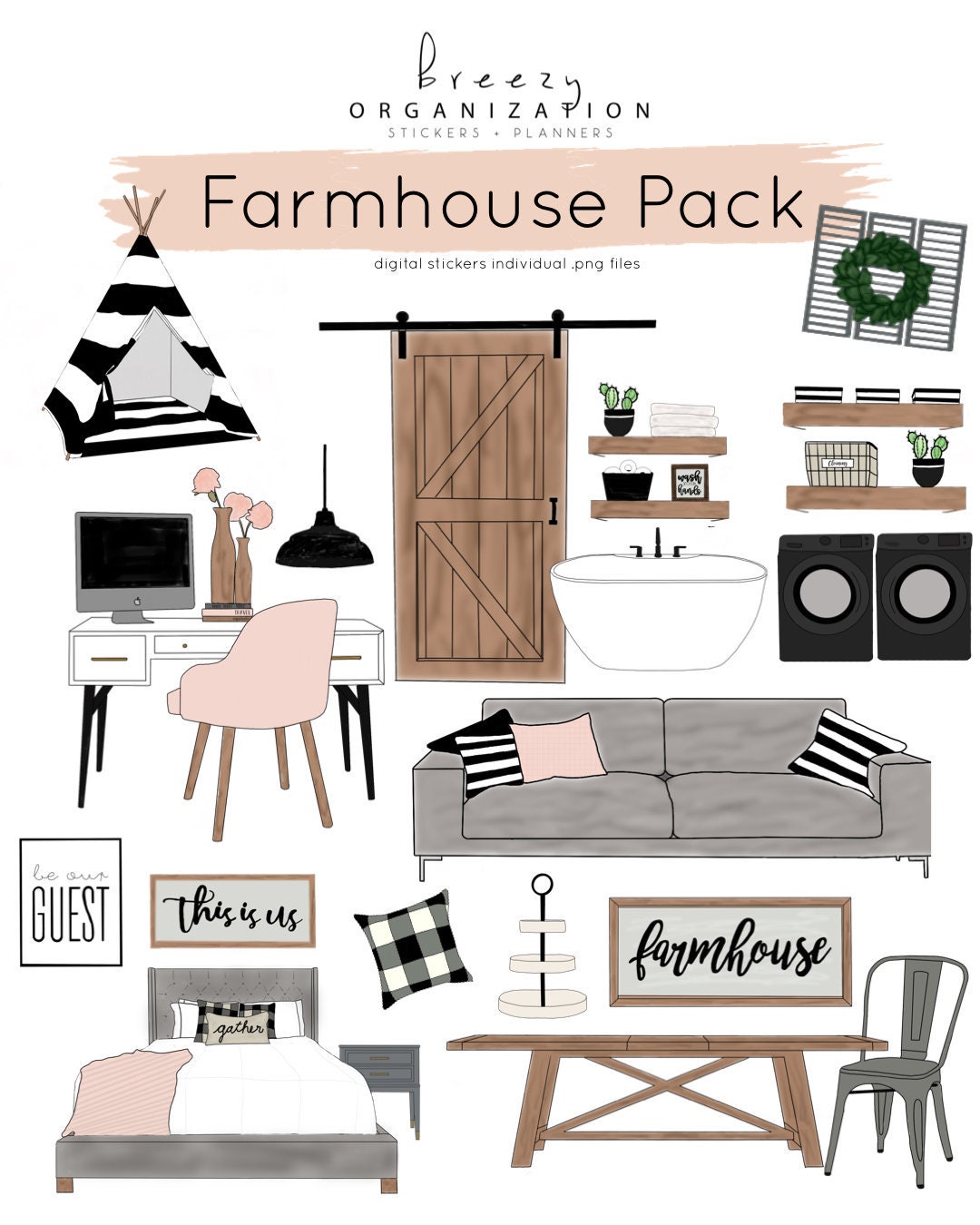 Farmhouse Digital Stickers for iPad | Goodnotes Stickers | Goodnotes ...