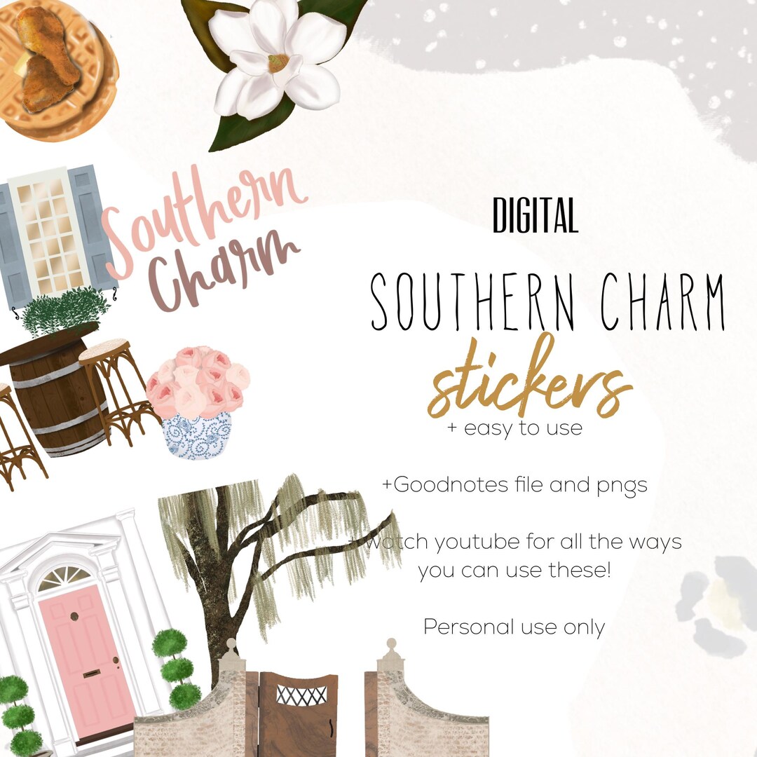 Southern Charm Stickers | Stickers for Goodnotes and Noteful | Southern ...