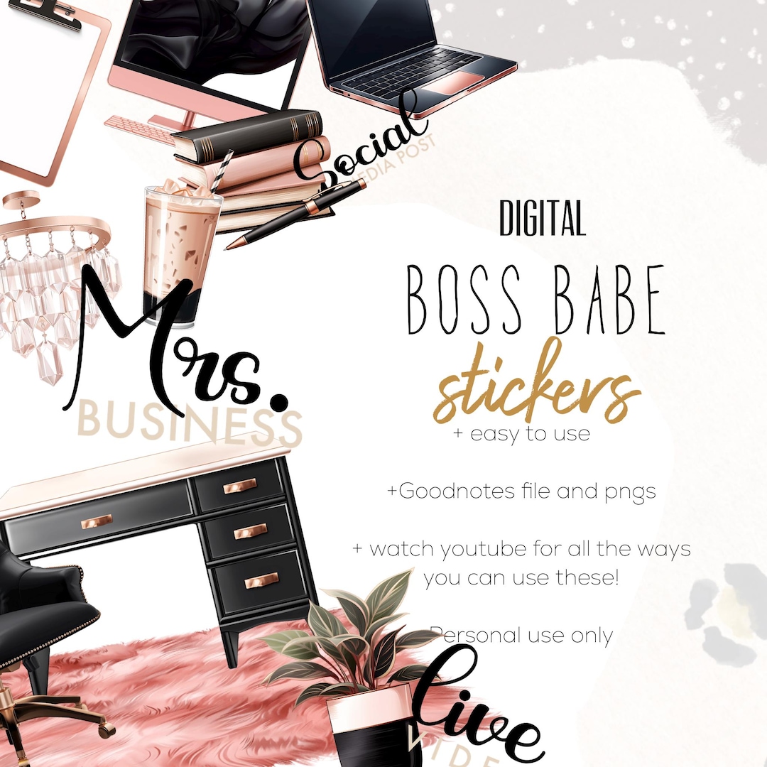 Boss Babe 24 Digital Stickers, Digital Planning, Girl Boss Stickers ...