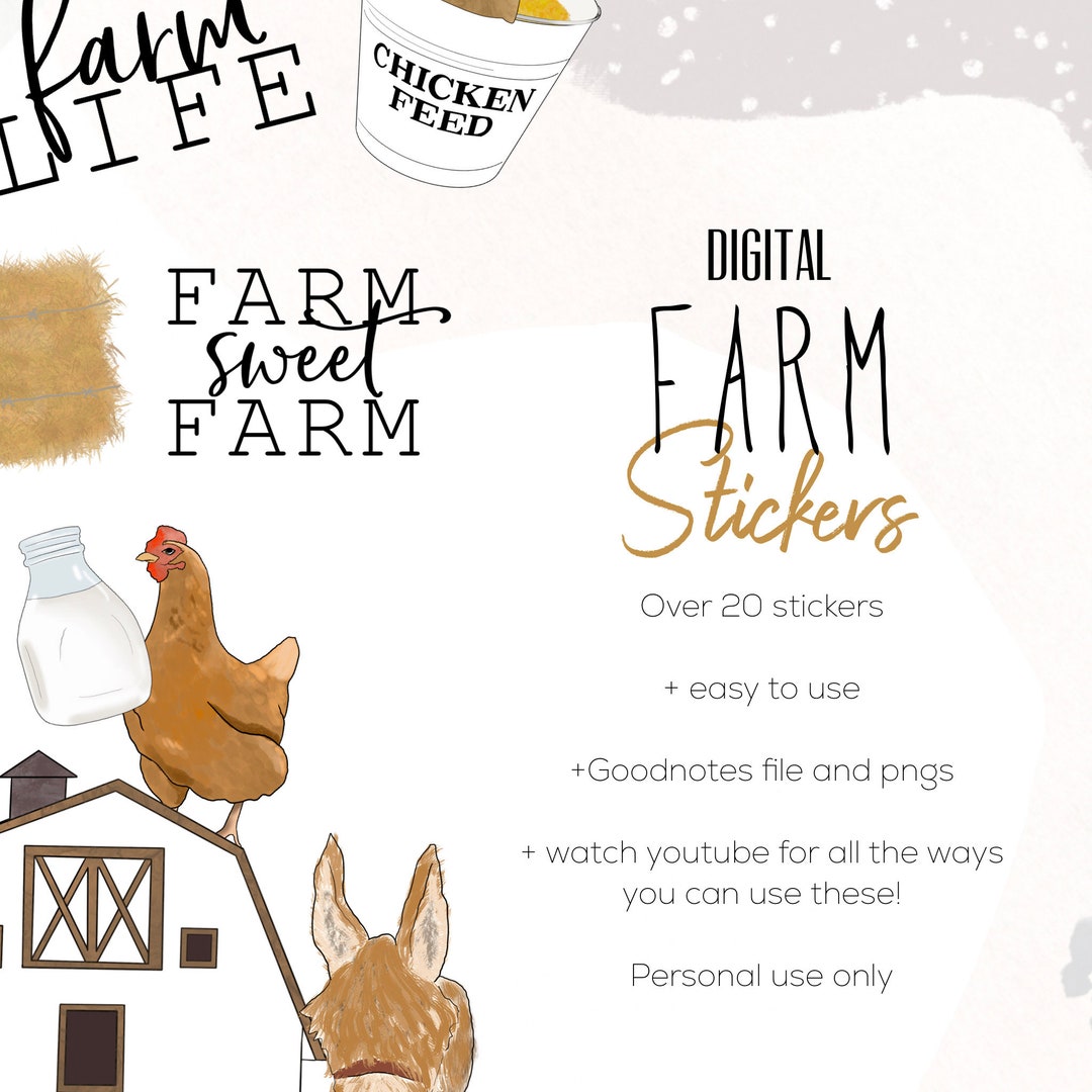 Farm Stickers for Digital Planning Farm Animal Stickers Chicken, Cow ...