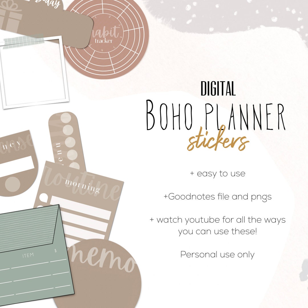 Boho Planning Stickers Digital Stickers | Boho Goodnotes Modern ...