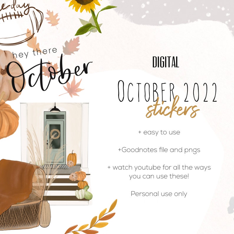 October 2022 Stickers for Goodnotes Fall Digital Stickers - Etsy