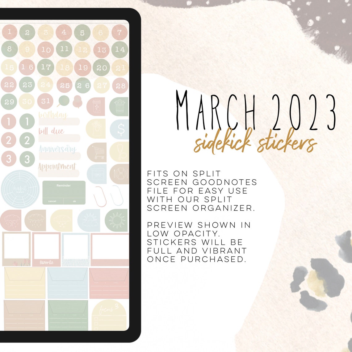 March 2023 Sidekick Stickers Digital Stickers Spring - Etsy