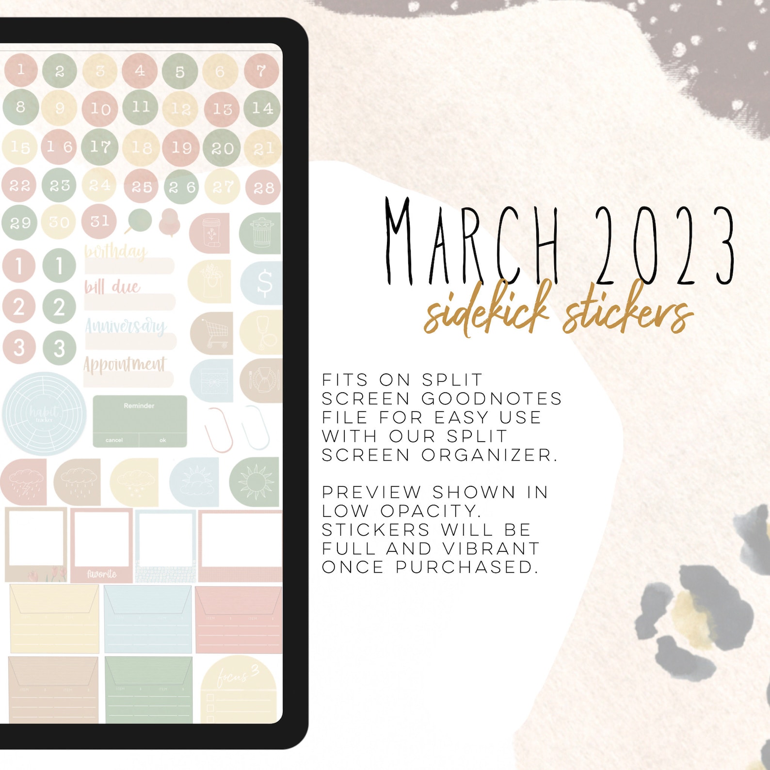 March 2023 Sidekick Stickers Digital Stickers Spring - Etsy