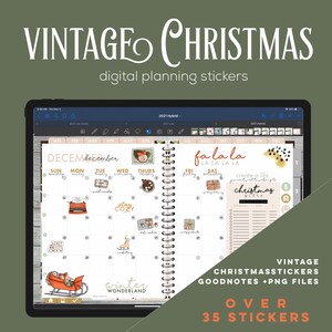 Vintage Christmas Digital Stickers for Goodnotes | Digital Holiday ...