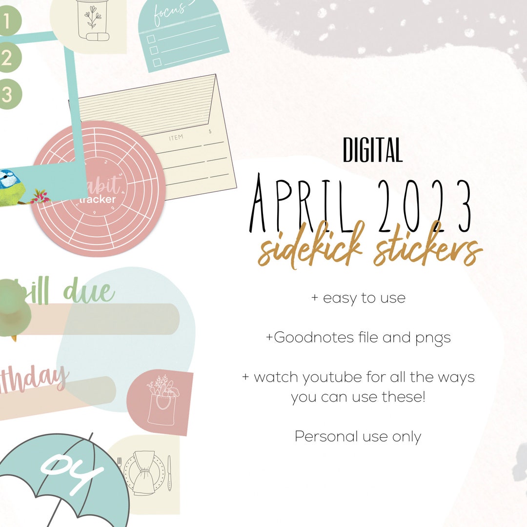 April 2023 Sidekick Digital Stickers | Spring Goodnotes Modern Stickers ...