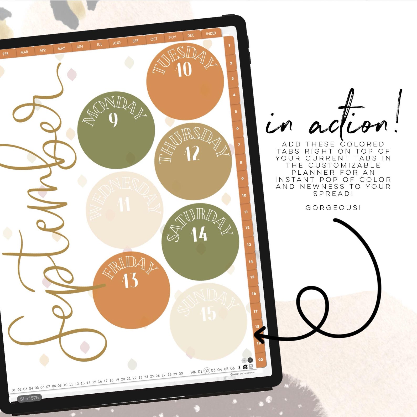Fall Colored Tab Stickers for Goodnotes, Fall Tab Stickers | Month Tab ...