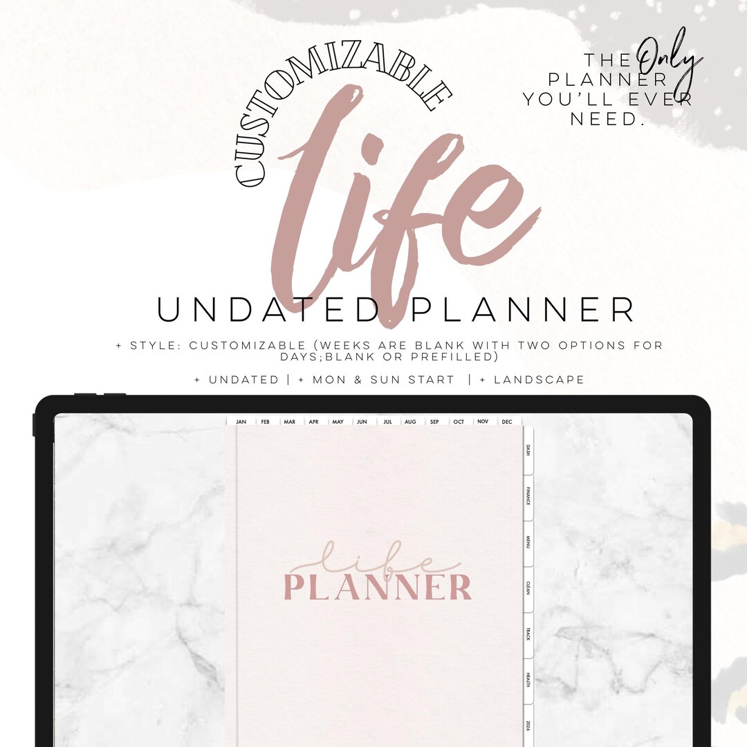 Customizable UNDATED Life Planner LANDSCAPE | NEW for 2025 All in One ...