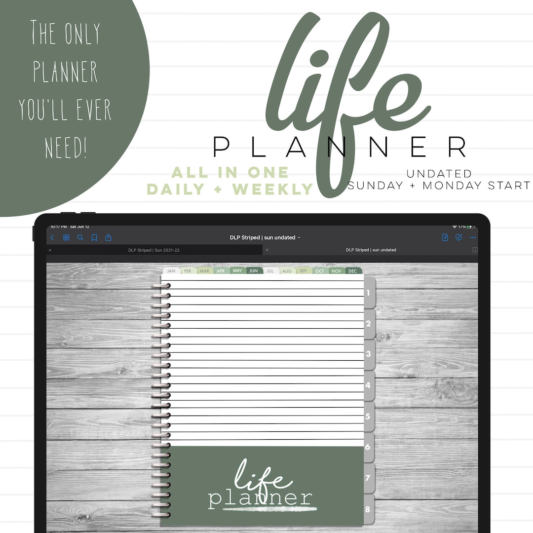 Undated Daily Life Planner Dated Striped | Digital Life Planner Easy ...