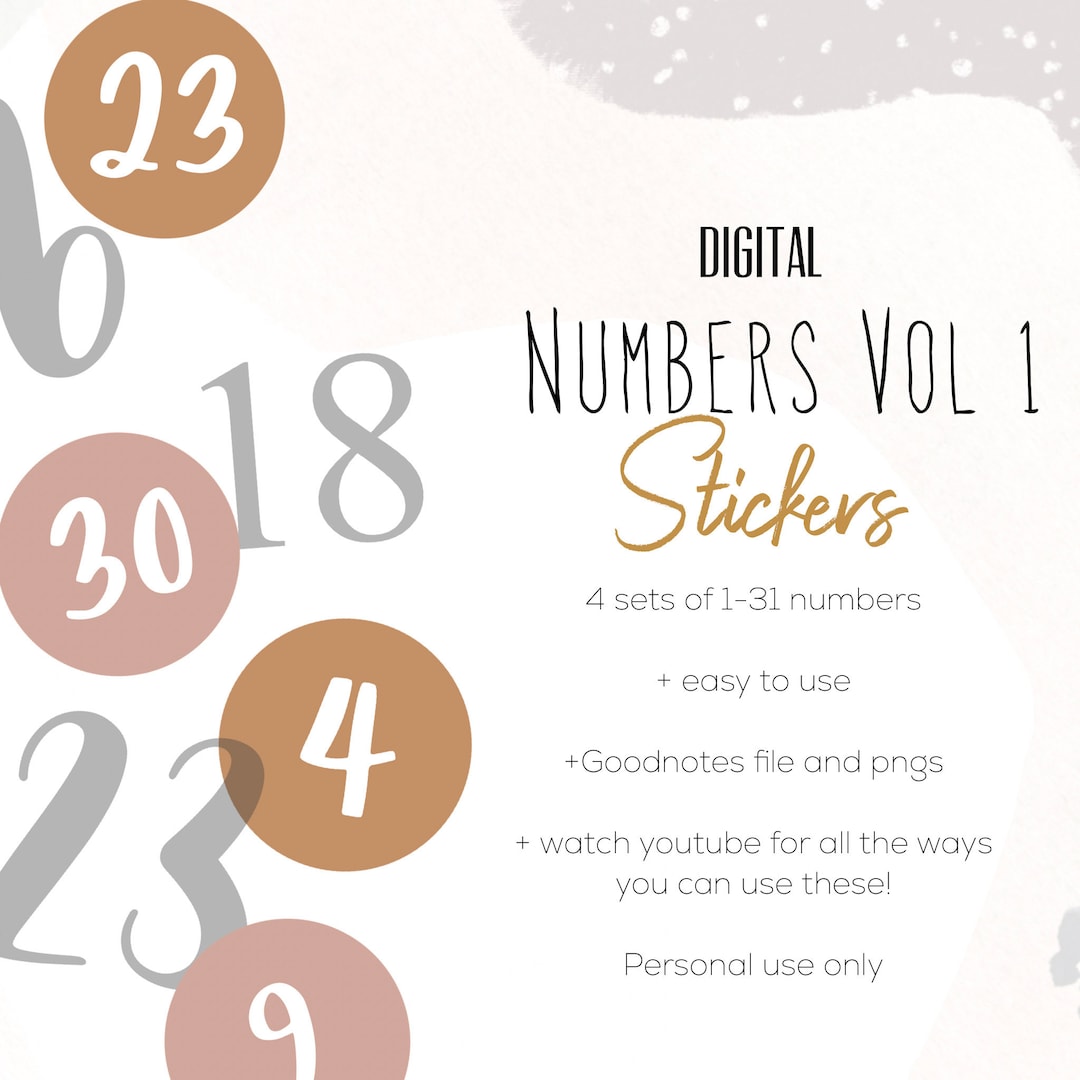 Number Stickers for Digital Planning Circle Number Sticker for Digital ...
