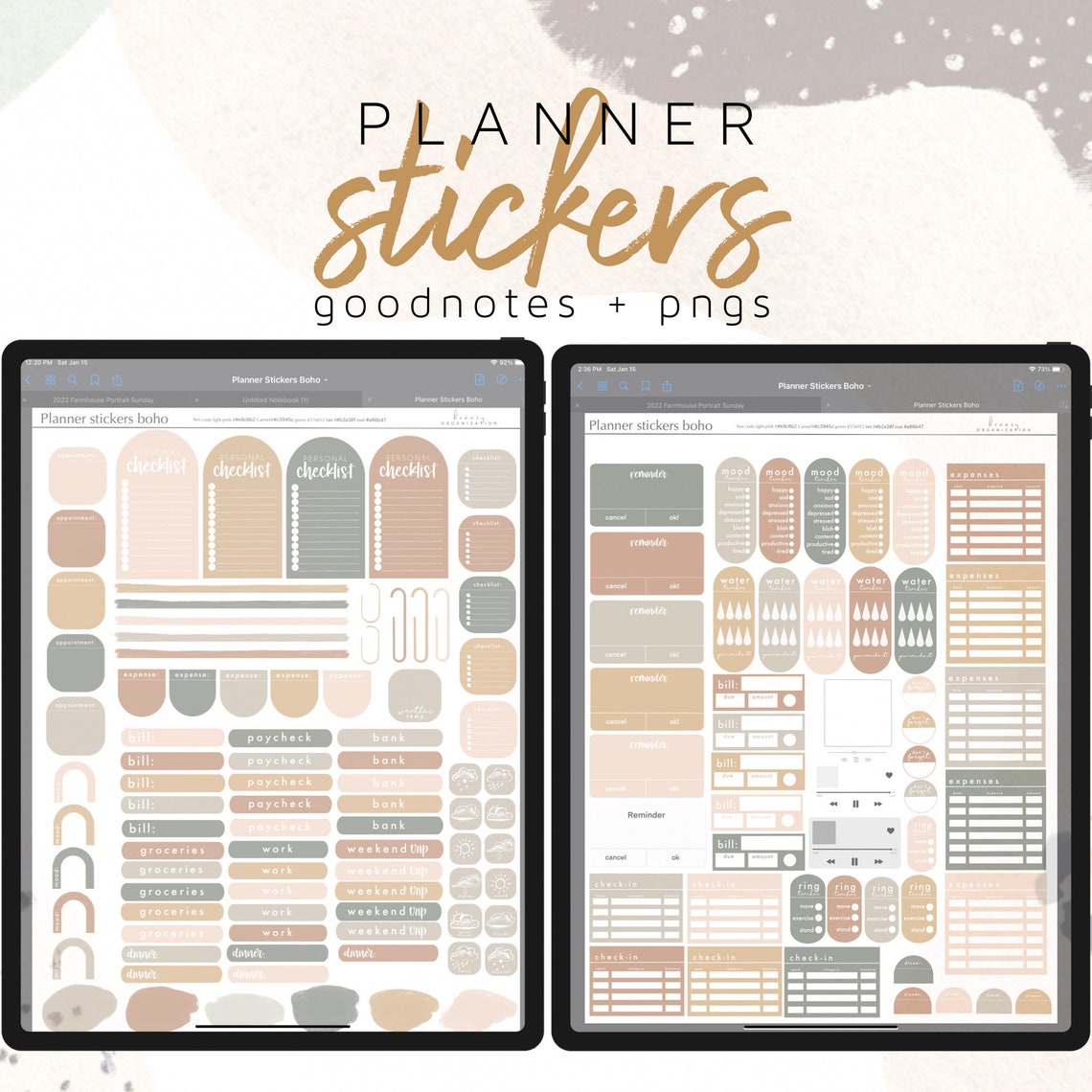 Boho Digital Planner Sticker Bundle Perfect Digital Sticker | Etsy