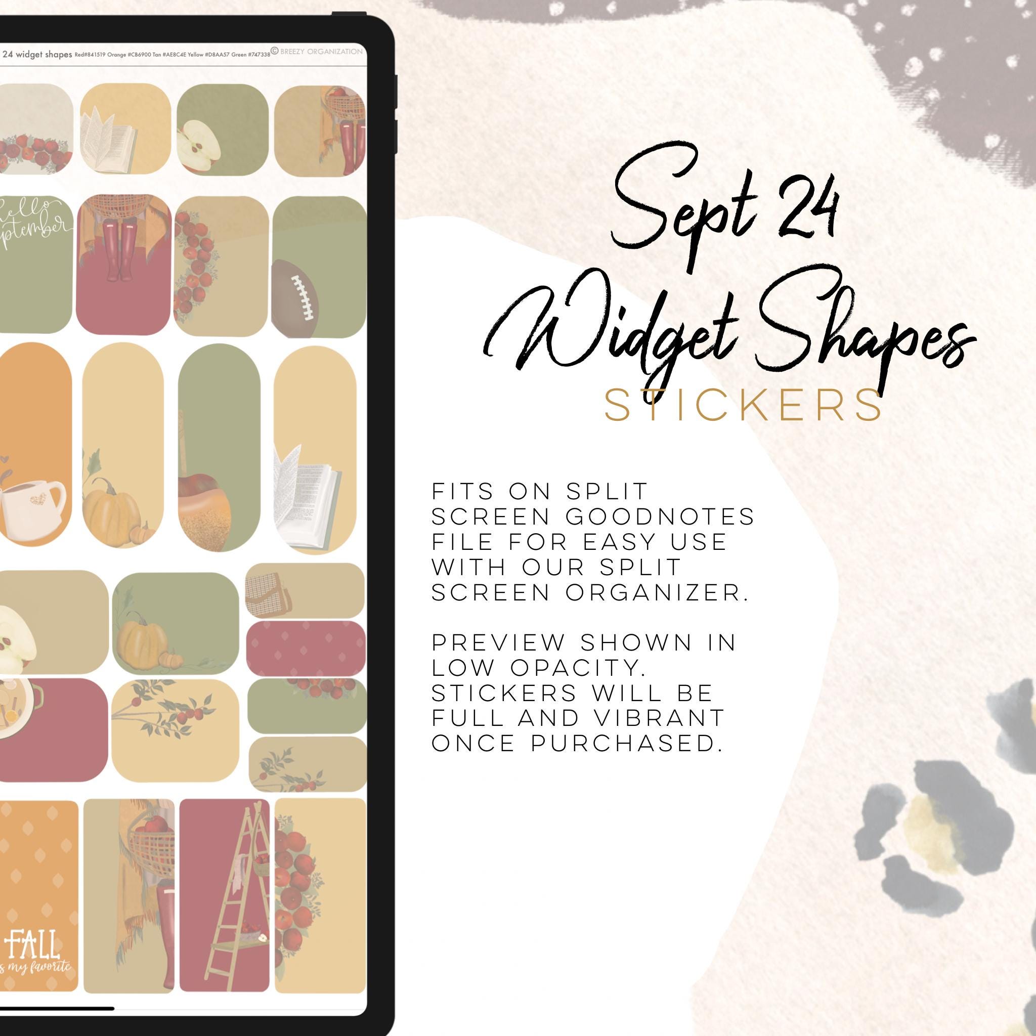 September Shape Widgets 2024 for Goodnotes | Fall Colored Digital ...