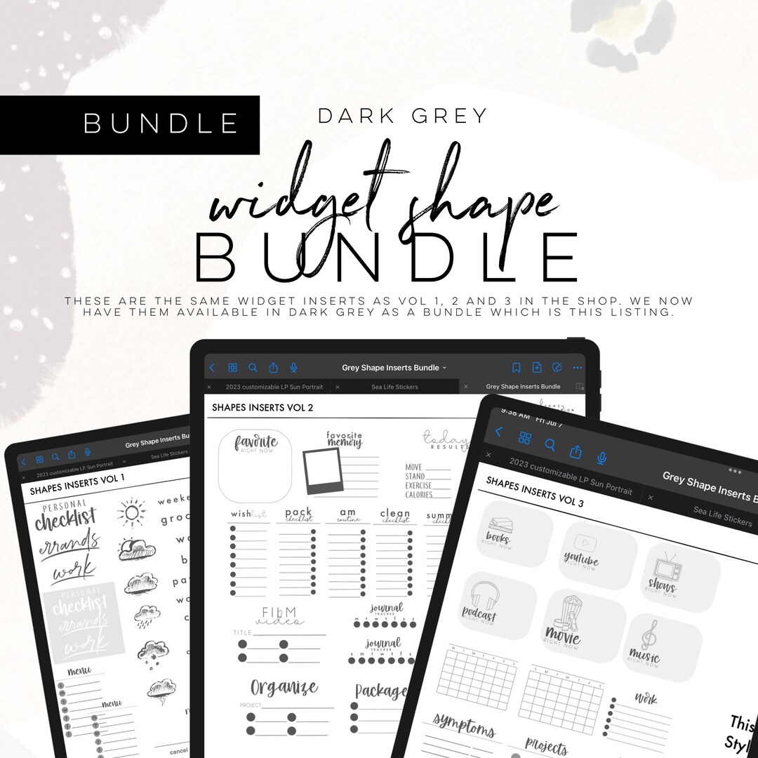 Grey Shape Widget Insert Insert Bundle | Widget Insert Sticker for ...