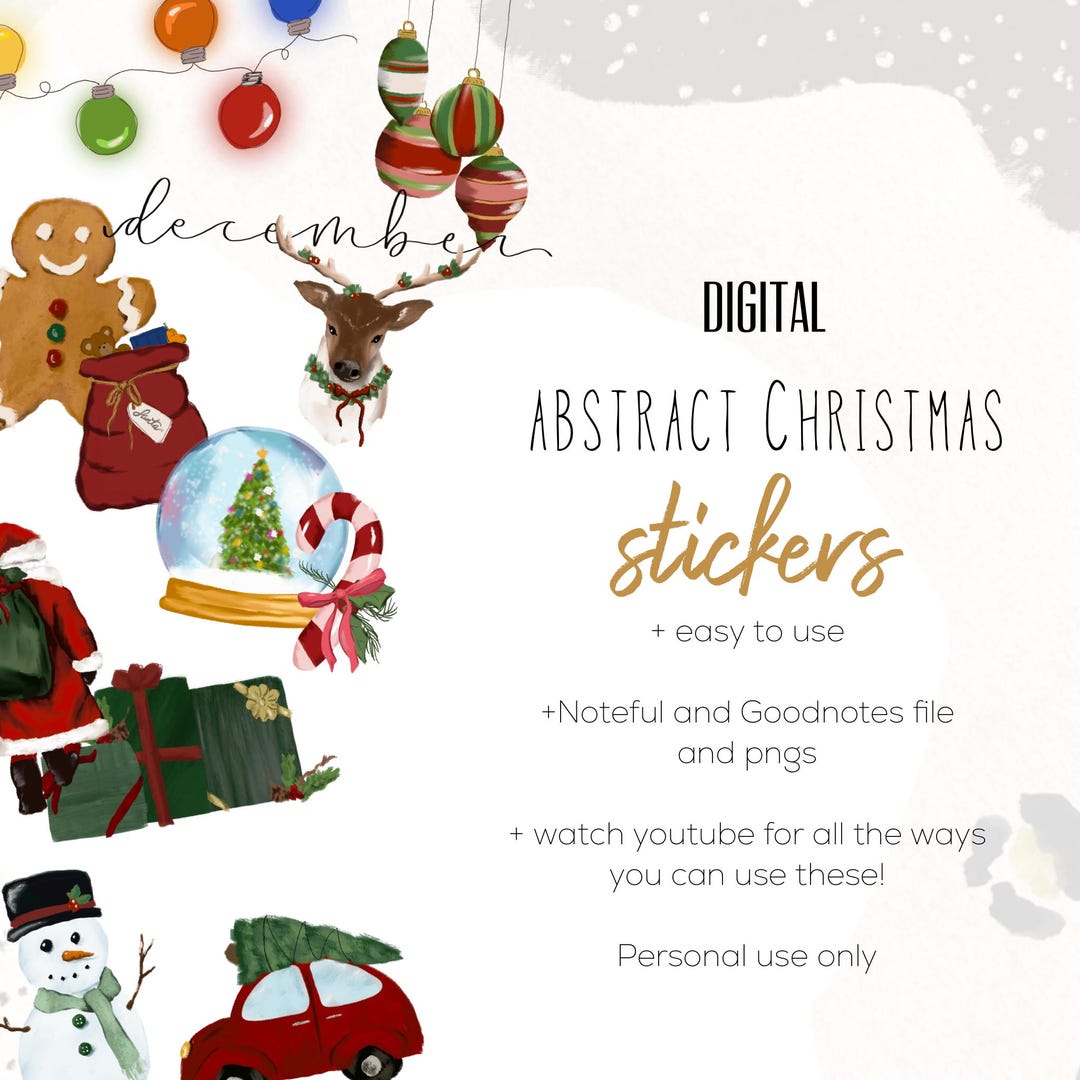 Abstract Christmas Digital Stickers, Digital Planning, Christmas ...