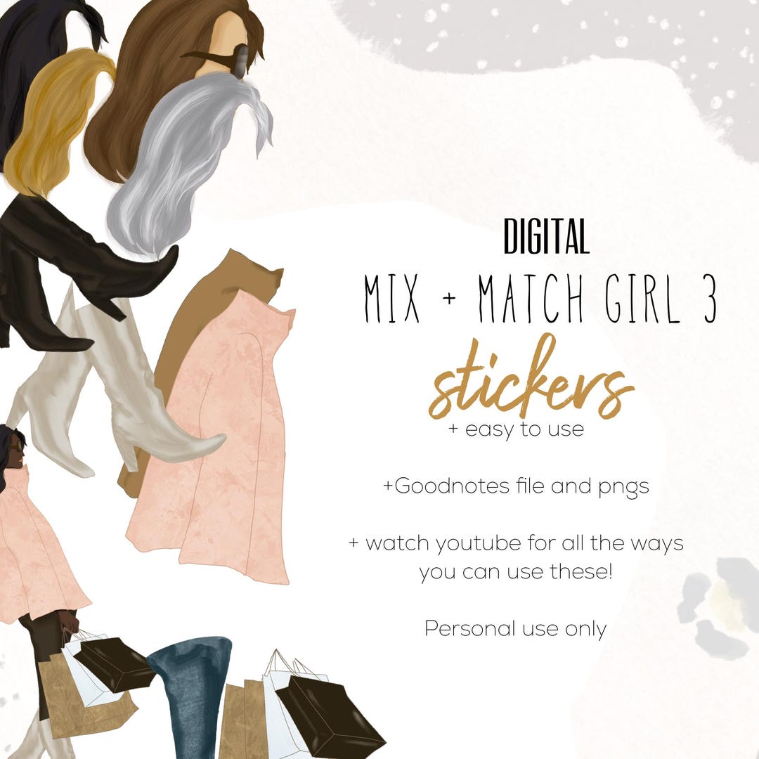 Mix + Match Girls 3 Shopping Digital Stickers | Girl Mix and Match ...