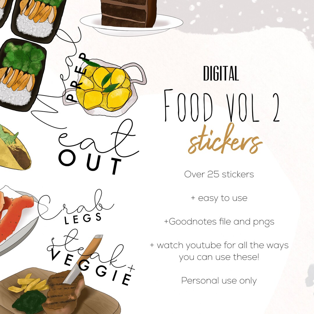 Food Digital Stickers Vol 2 Modern Food Stickers Goodnotes Modern ...