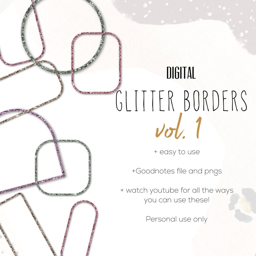Glitter Borders for the Customizable and Life Digital Planner | Digital ...