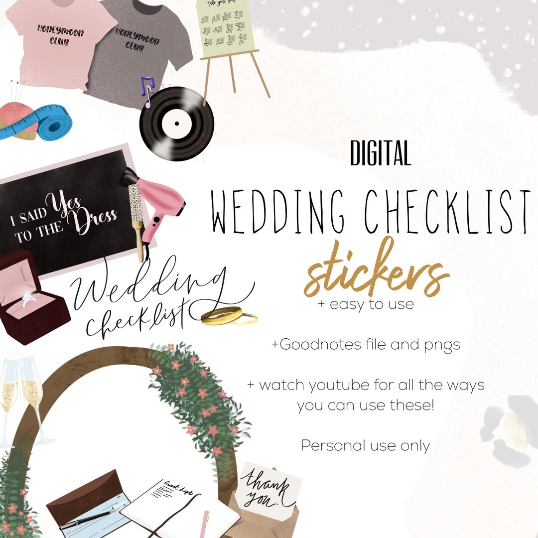 Wedding Checklist Stickers | Stickers for Goodnotes and Noteful ...