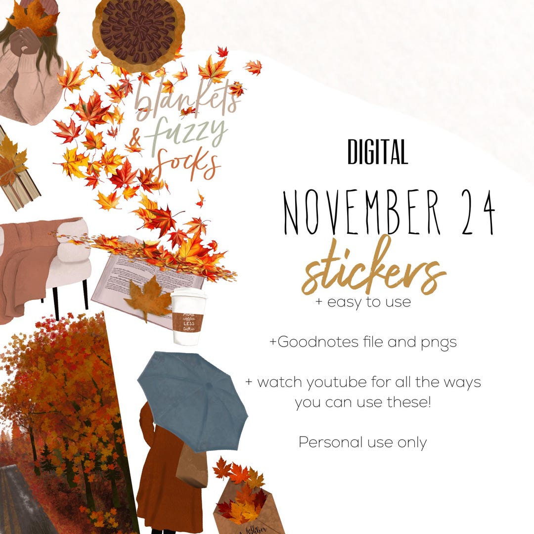 November 2024 Digital Stickers | Fall Digital Stickers Goodnotes Modern ...