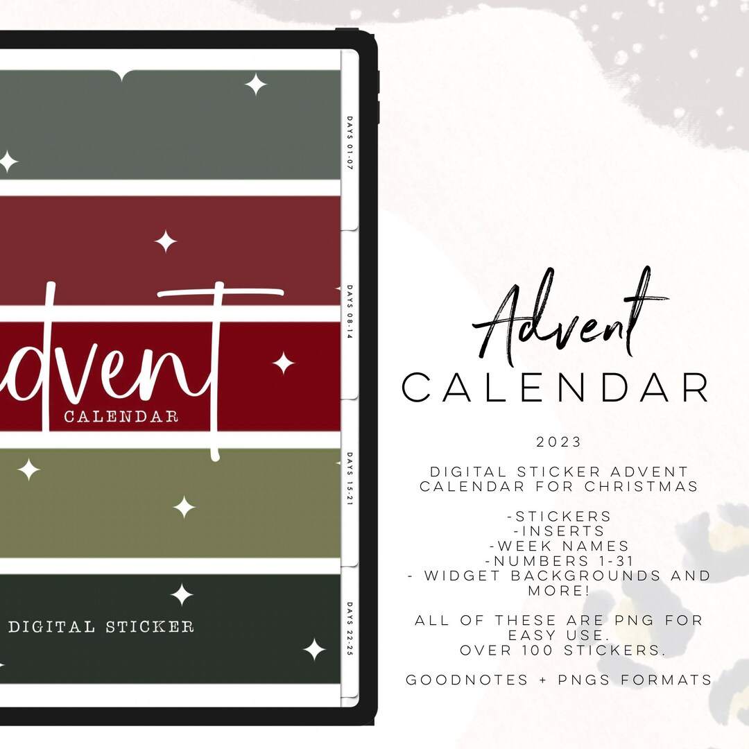 Christmas Advent Calendar Digital | Christmas December Goodnotes Modern ...