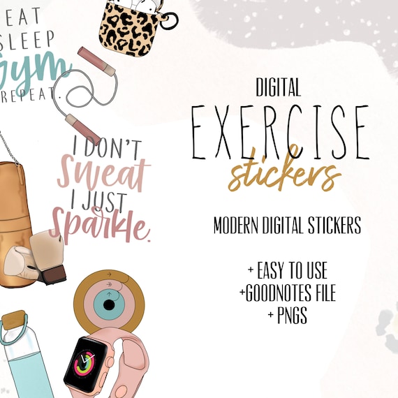 Digital Exercise Stickers Modern Digital Workout Stickers - Etsy