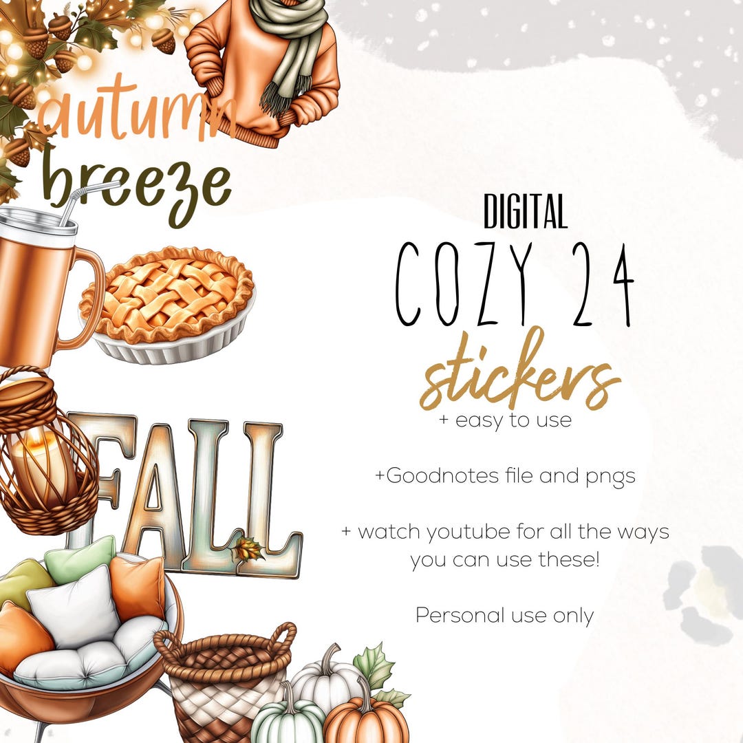 Cozy 24 Digital Stickers, Digital Planning, Fall Stickers, Digital ...