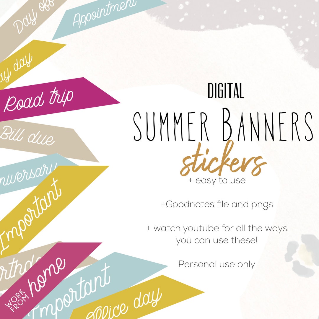 Summer Banners 24 for Digital Planning | Digital Stickers | Colorful ...