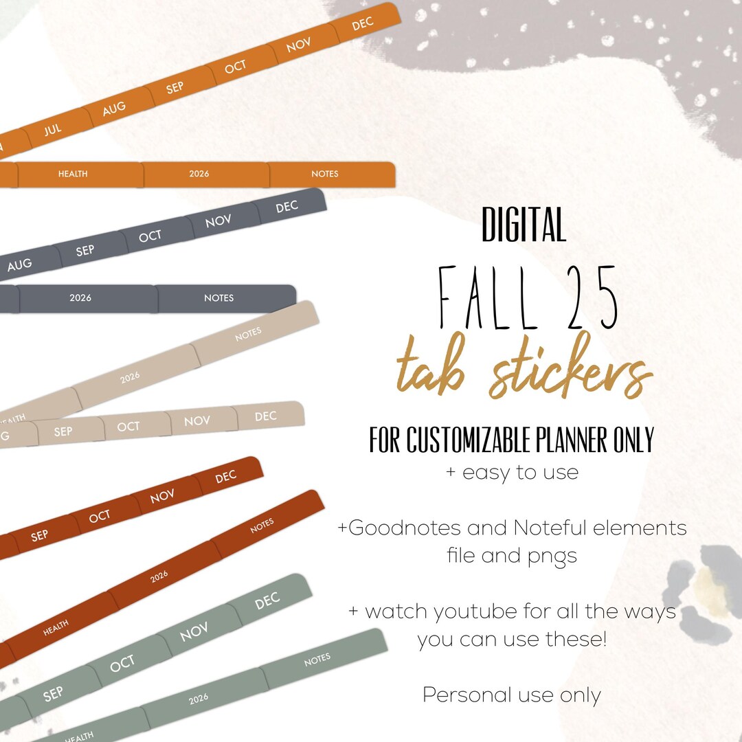 Fall Tab Stickers 2025 for Our Customizable Planners in Goodnotes and ...