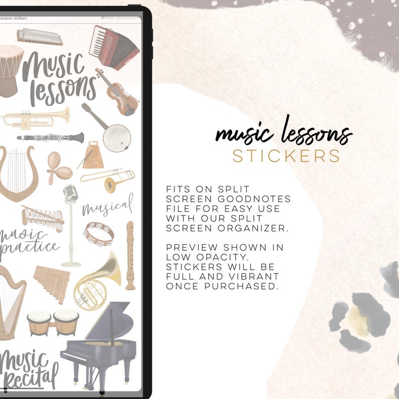 Music Lessons Digital Stickers | Musical Instruments Goodnotes Modern ...