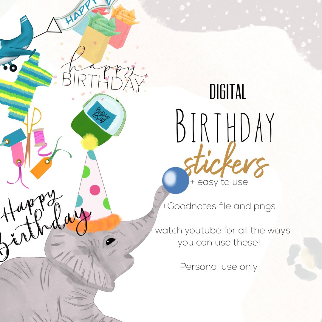 Digital Stickers for Birthdays, Birthday Digital Stickers, Birthday ...