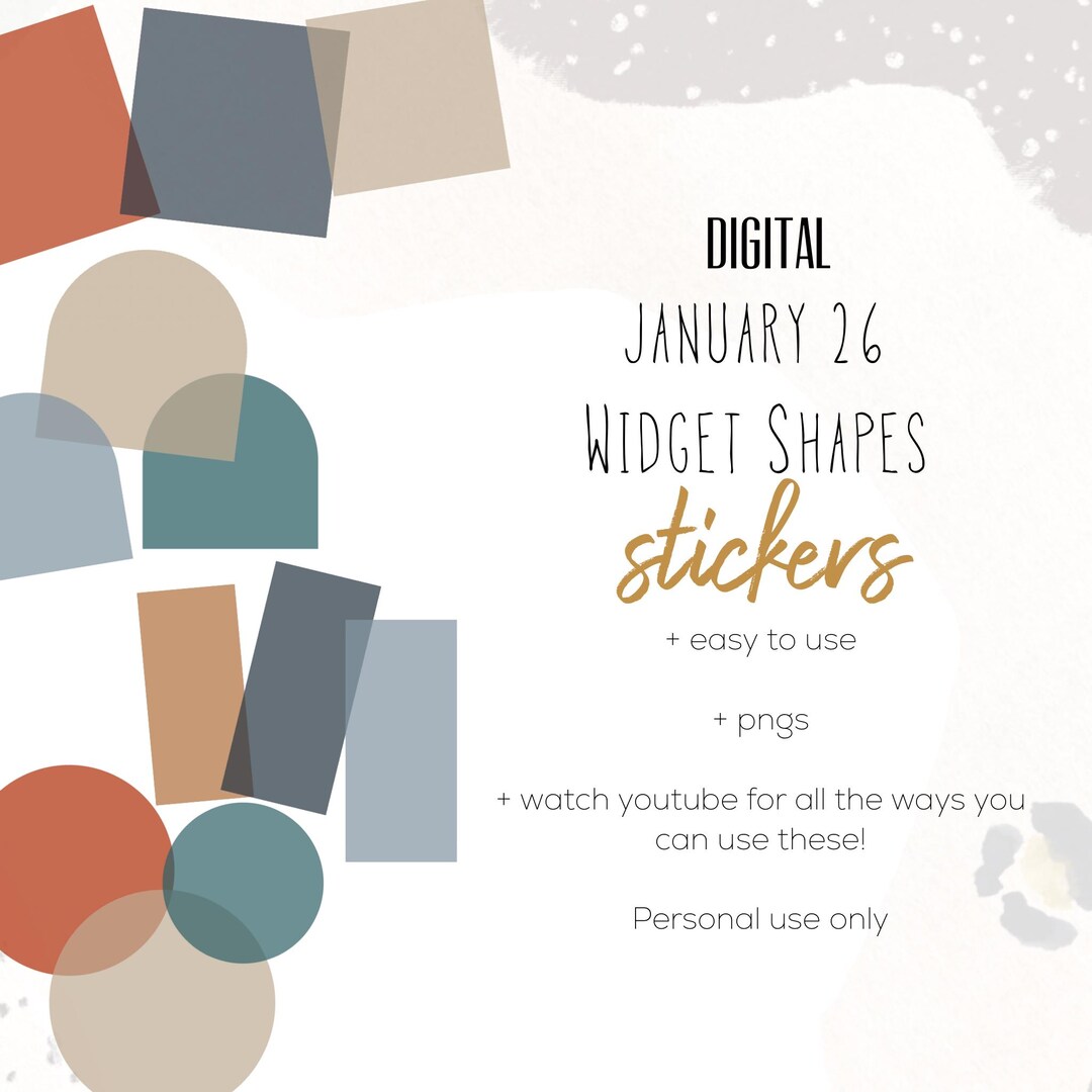 January 2026 Digital Shape Widgets | Digital Modern Stickers to Use in ...