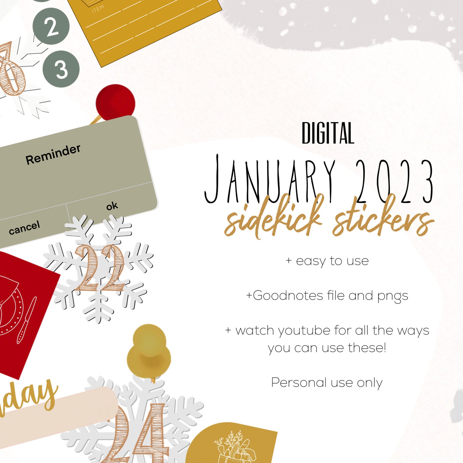 January 2023 Sidekick Stickers Essential Planning Stickers - Etsy