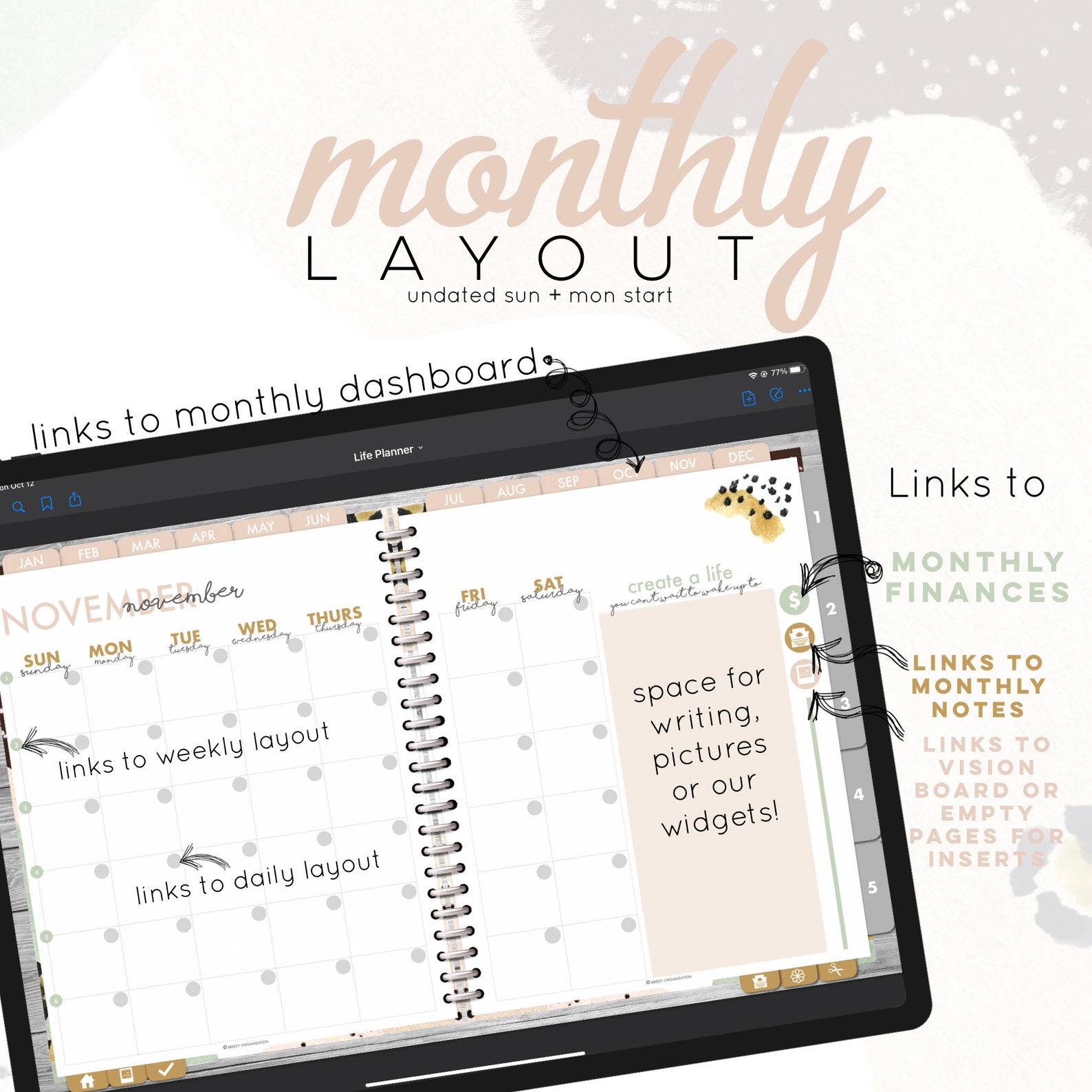 Life Planner Undated | Digital Life Planner Easy Customizable Planner ...